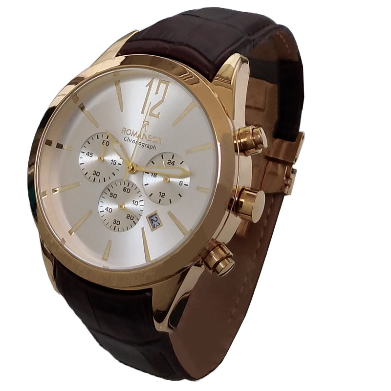 قیمت و خرید ساعت مچی عقربه‌ای مردانه رومانسون مدل بندچرمی کرنوگراف سه ...