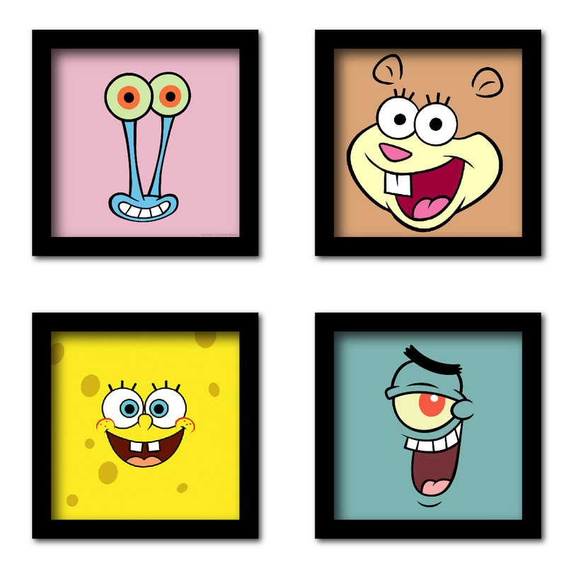 قیمت و خرید تابلو کودک و نوزاد مدل باب اسفنجی 2 کد km-25bb مجموعه 4 عددی