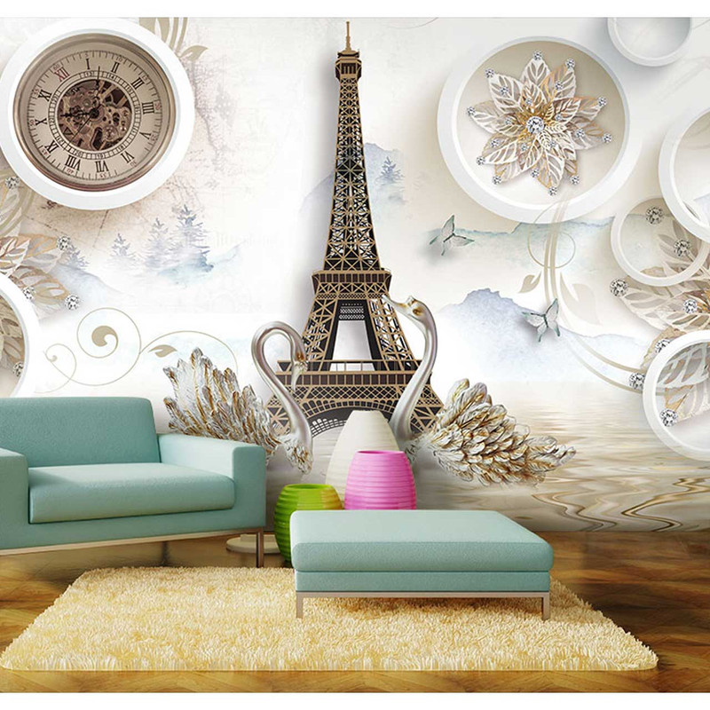 قیمت و خرید پوستر دیواری طرح برج ایفل و ساعت کد 9221