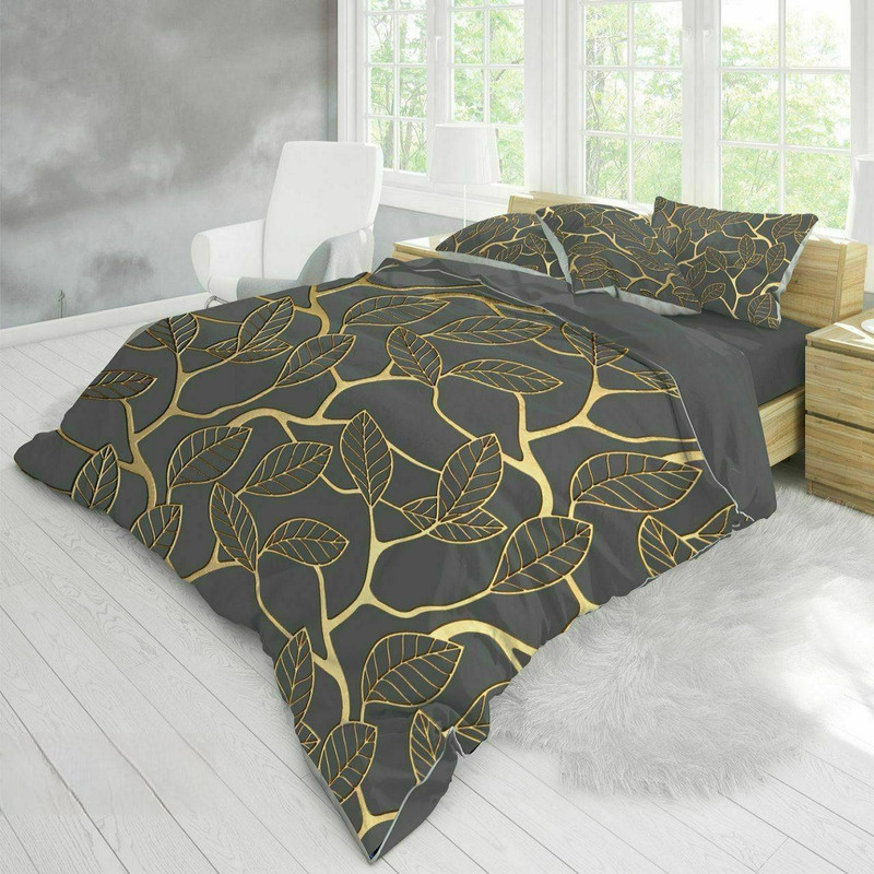 قیمت و خرید سرویس روتختی طرح سه بعدی مدل برگ طلایی دو نفره 6 تکه