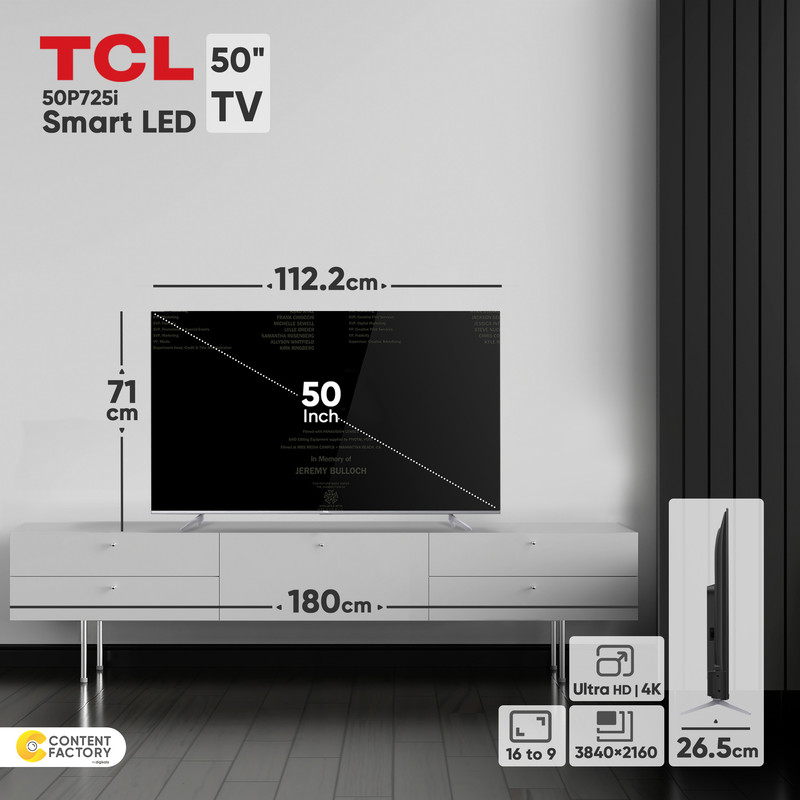 قیمت و خرید تلوزیون ال ای دی هوشمند تی سی ال مدل 50P725i سایز 50 اینچ