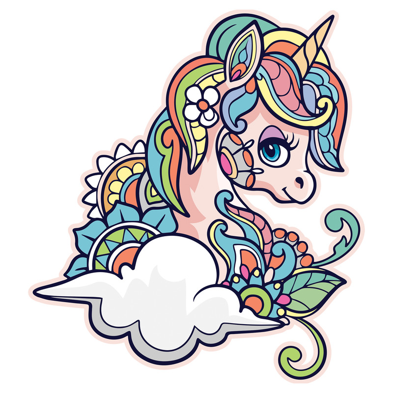 قیمت و خرید استیکر پارچه و لباس مدل dtf طرح یونیکورن کد H15.180 مجموعه 4 عددی