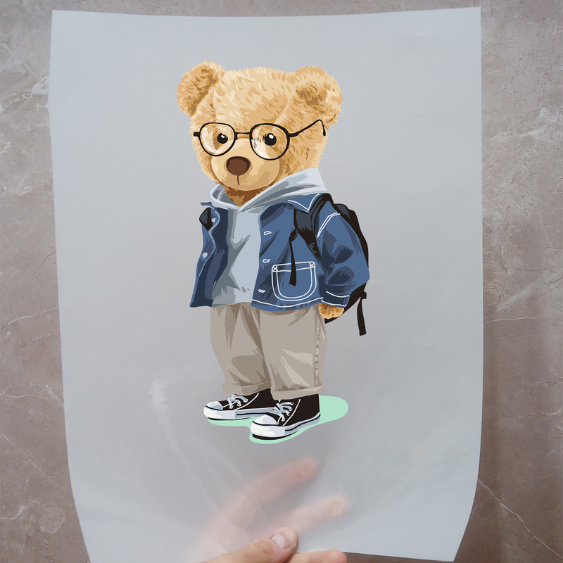 قیمت و خرید استیکر پارچه و لباس مدل dtf طرح تدی کد H15.114 مجموعه 4 عددی