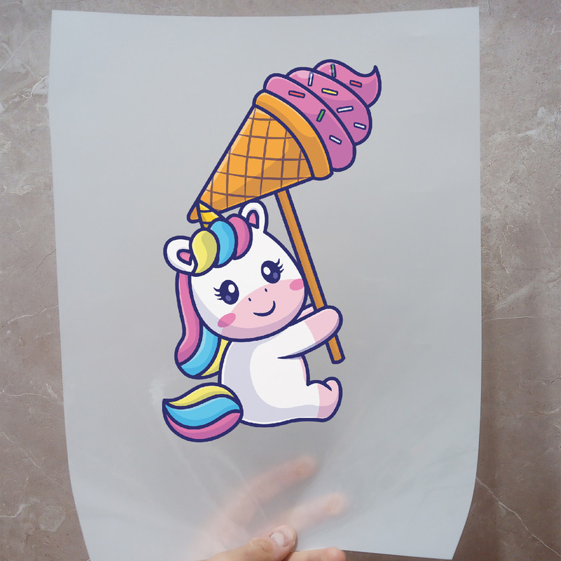 قیمت و خرید استیکر پارچه و لباس مدل dtf طرح یونیکورن کد H15.767 مجموعه 4 عددی