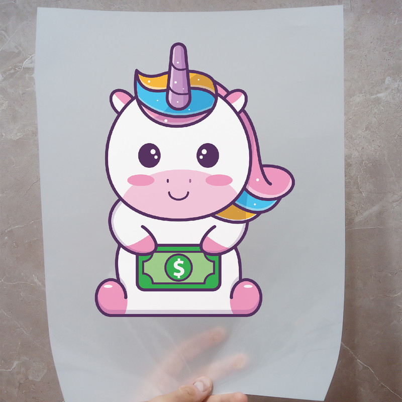 قیمت و خرید استیکر پارچه و لباس مدل dtf طرح یونیکورن کد H15.894 مجموعه 4 عددی