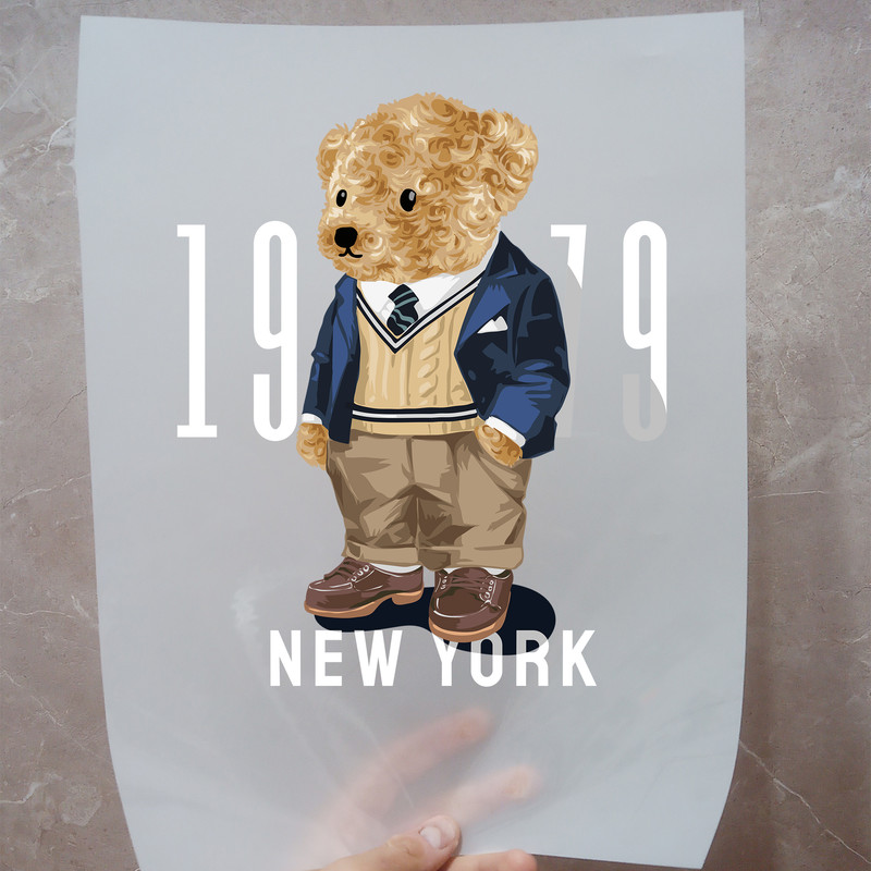 قیمت و خرید استیکر پارچه و لباس مدل dtf طرح تدی کد H20.151 مجموعه 3 عددی