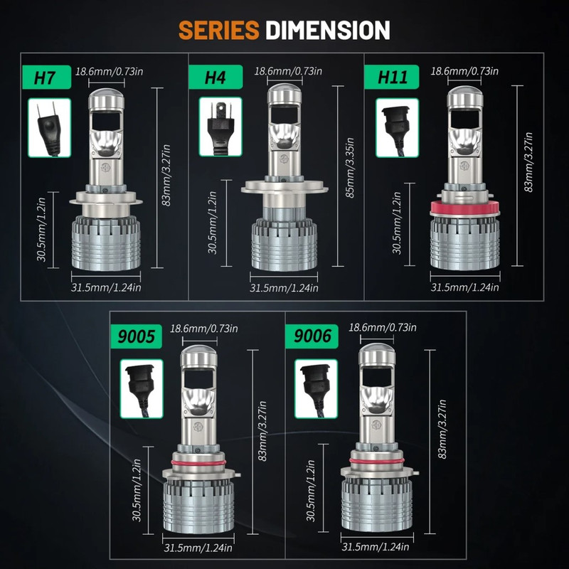 قیمت و خرید هدلایت لنزدار خودرو مدل A80 پایه H7 بسته 2 عددی