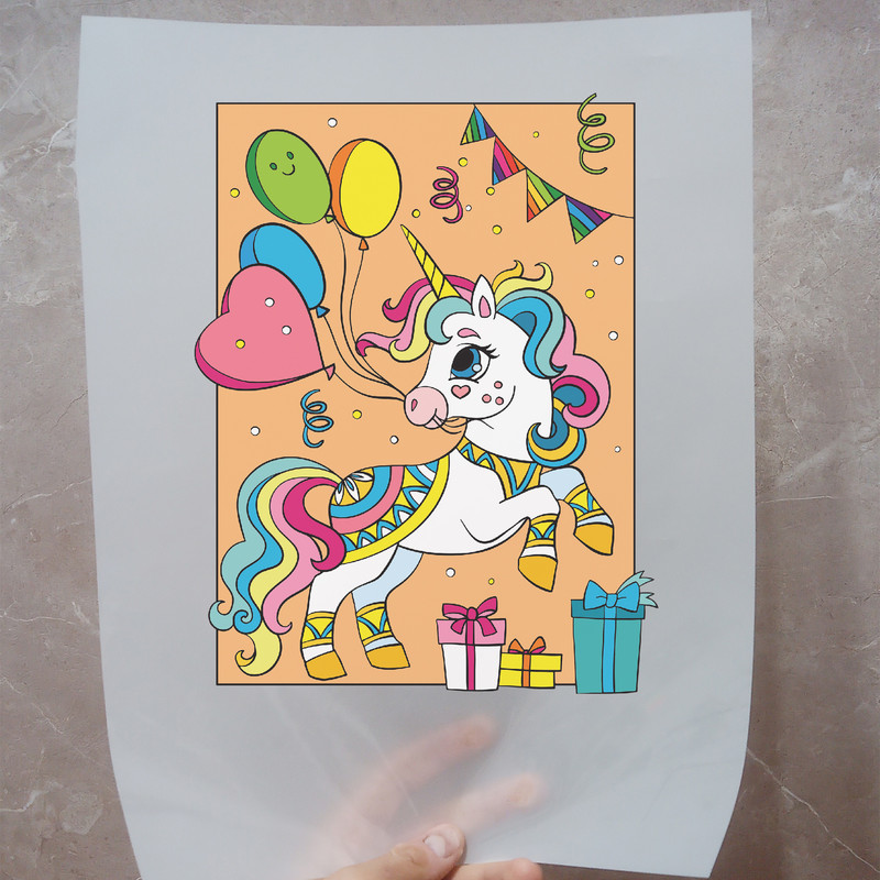 قیمت و خرید استیکر پارچه و لباس مدل dtf طرح یونیکورن کد H15.234 مجموعه 4 عددی