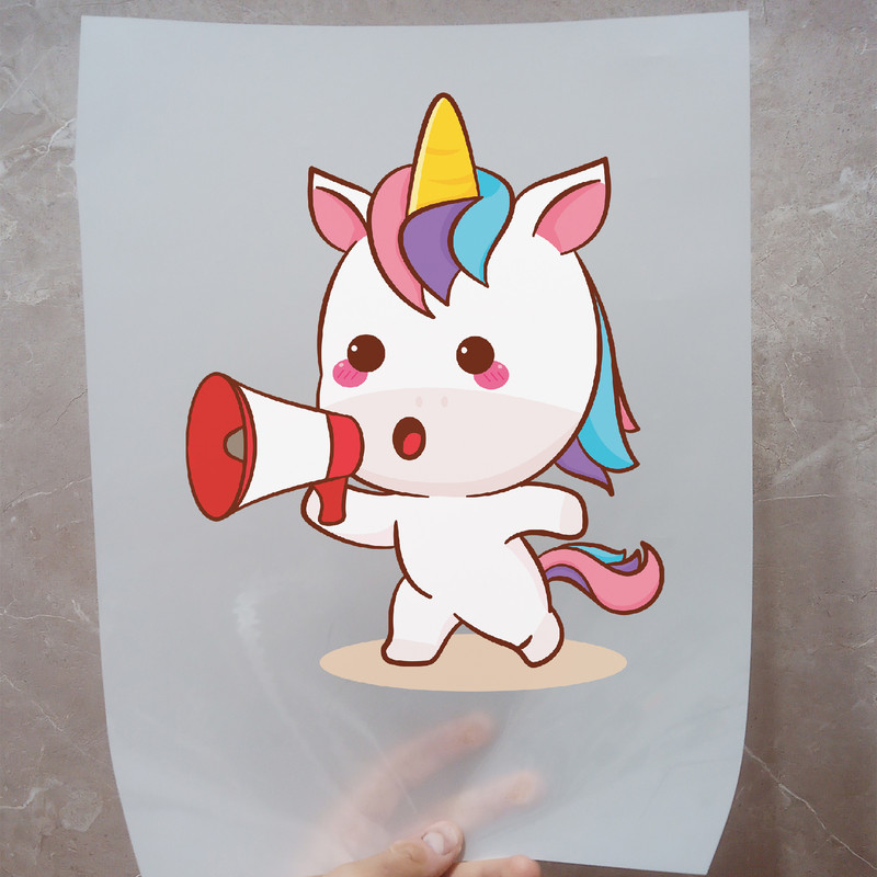 قیمت و خرید استیکر پارچه و لباس مدل dtf طرح یونیکورن کد H15.569 مجموعه 4 عددی