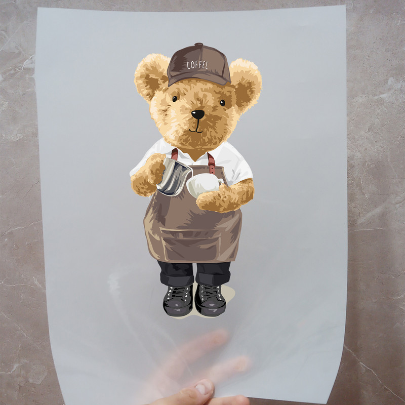 قیمت و خرید استیکر پارچه و لباس مدل dtf طرح تدی کد H15.201 مجموعه 4 عددی