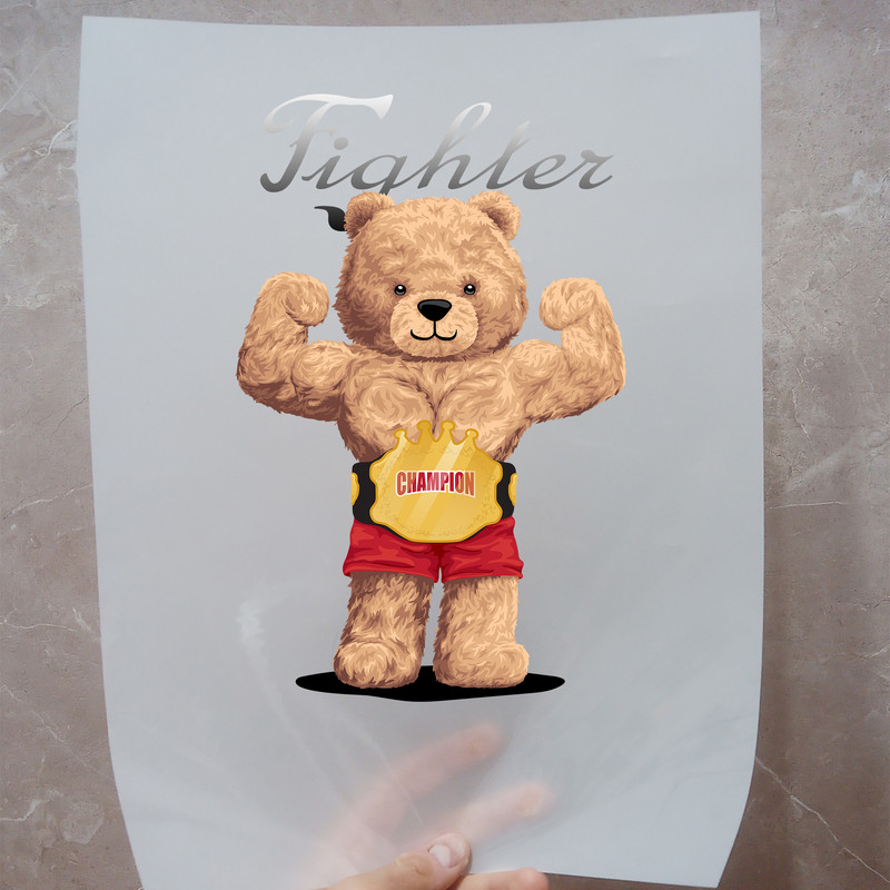 قیمت و خرید استیکر پارچه و لباس مدل dtf طرح تدی کد H15.91 مجموعه 4 عددی