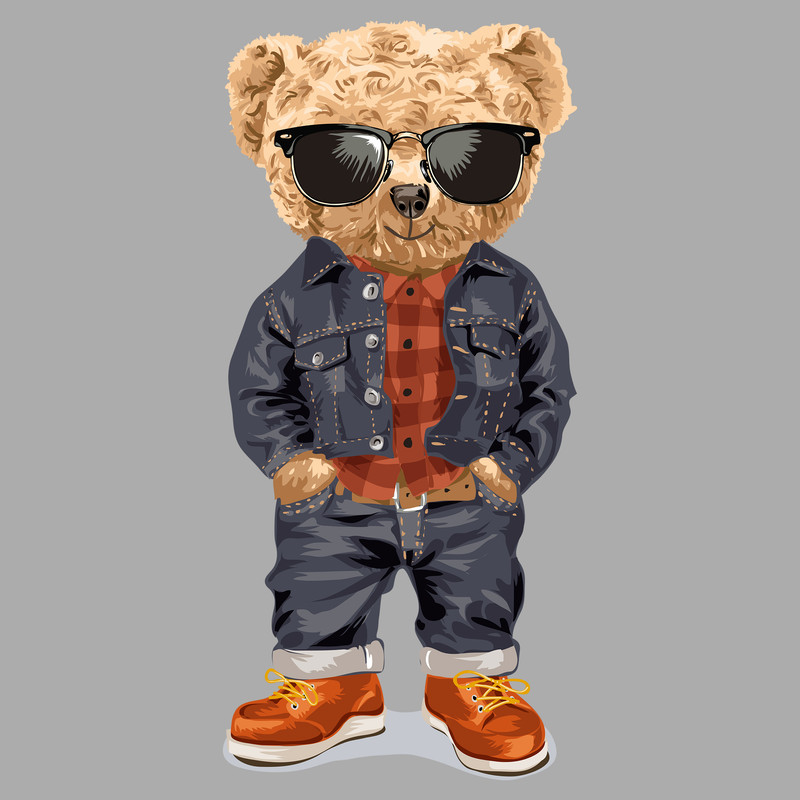 قیمت و خرید استیکر پارچه و لباس مدل dtf طرح تدی کد H15.143 مجموعه 4 عددی