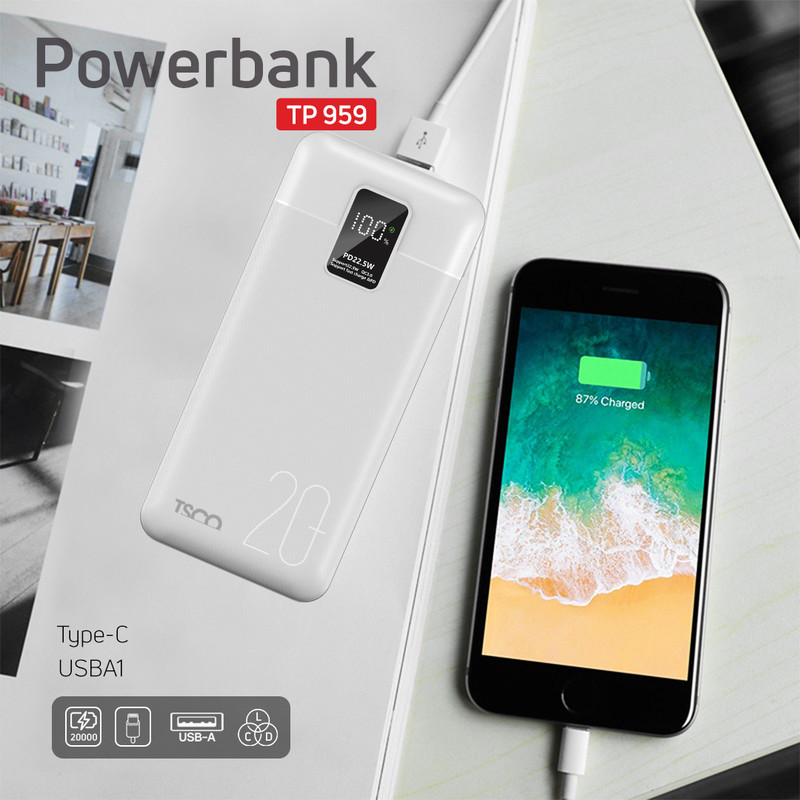 قیمت و خرید پاوربانک تسکو مدل TP 959 ظرفیت 20000 میلی آمپر ساعت