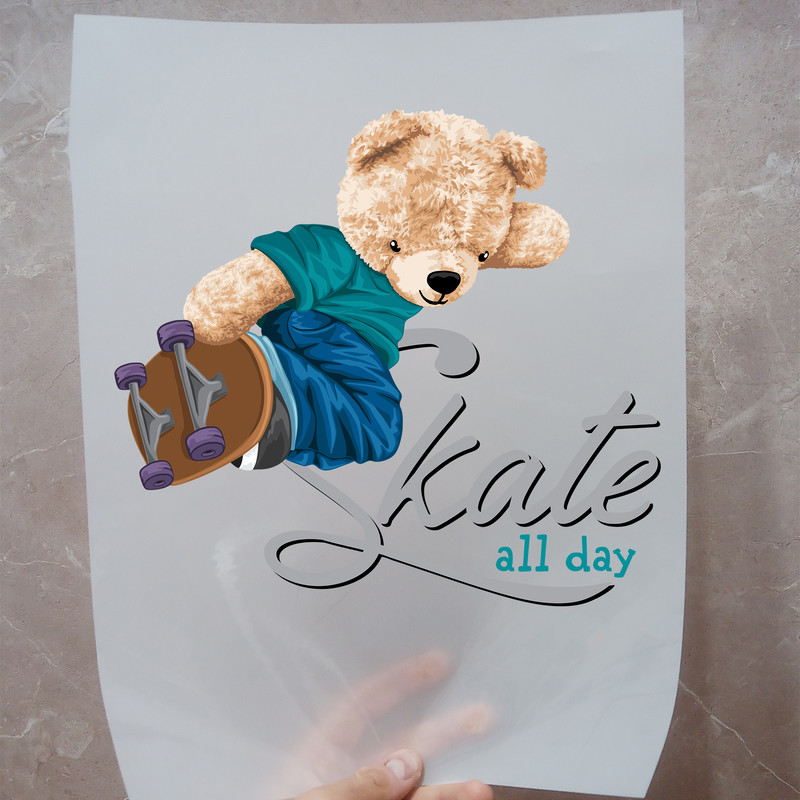 قیمت و خرید استیکر پارچه و لباس مدل dtf طرح تدی کد H20.94 مجموعه 3 عددی