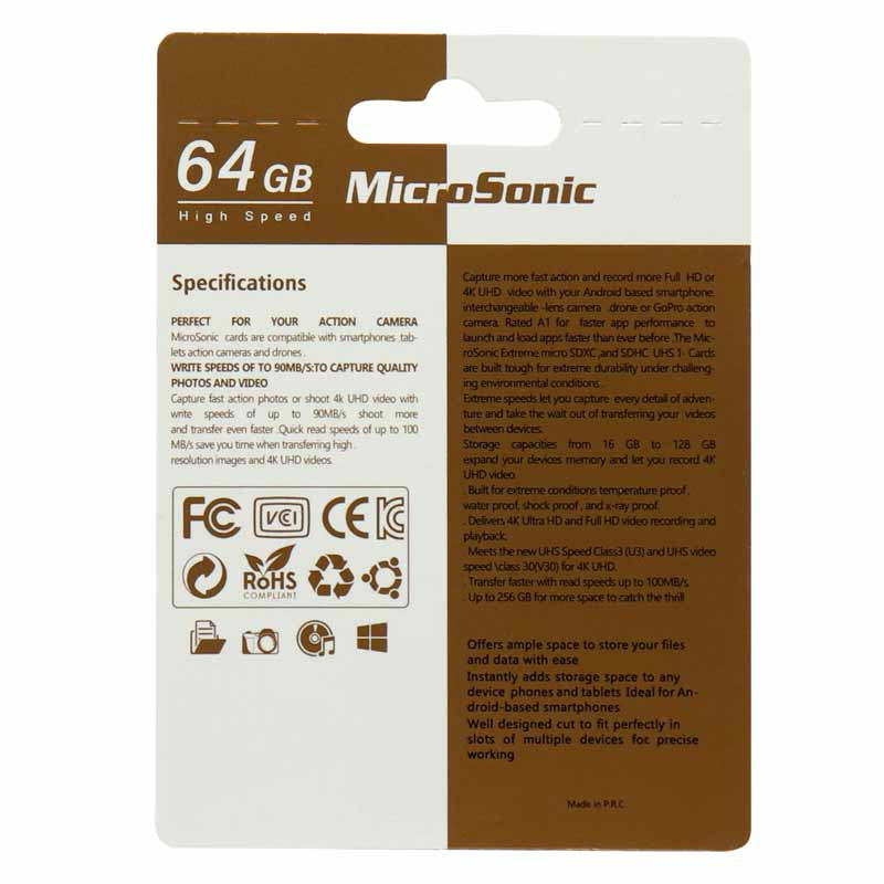 قیمت و خرید کارت حافظه microSDXC میکرو سونیک مدل 533X-A1-V30 کلاس 10 استاندارد UHS-I U3 سرعت ...