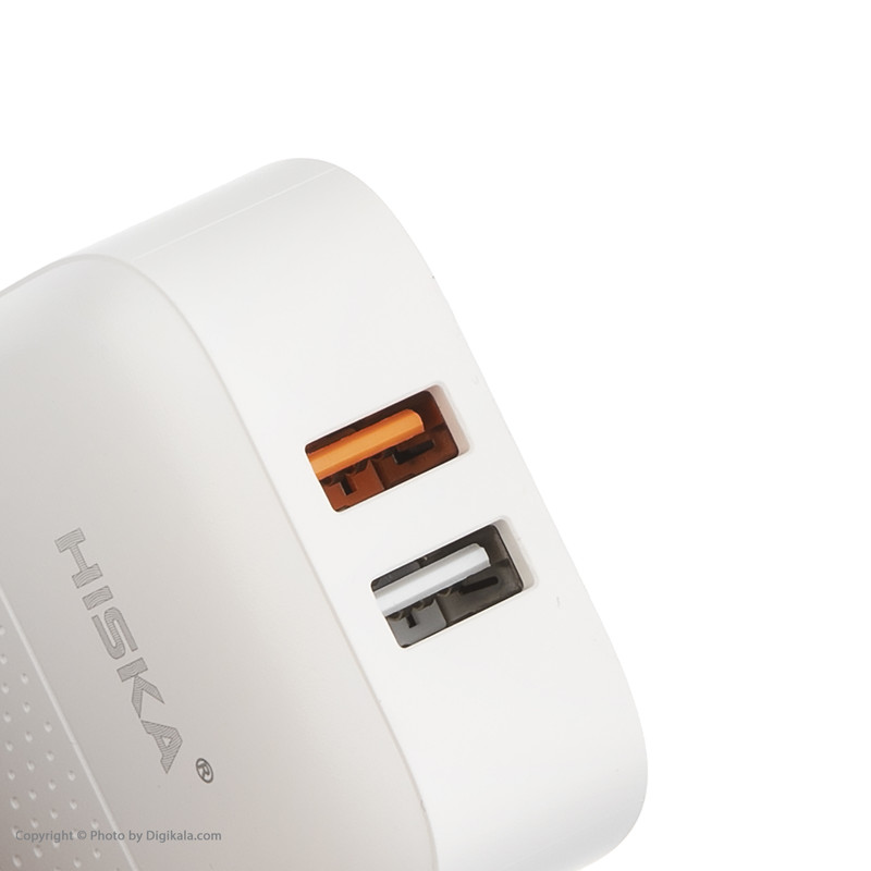 قیمت و خرید شارژر دیواری هیسکا مدل H-111Q به همراه کابل تبدیل لایتنینگ