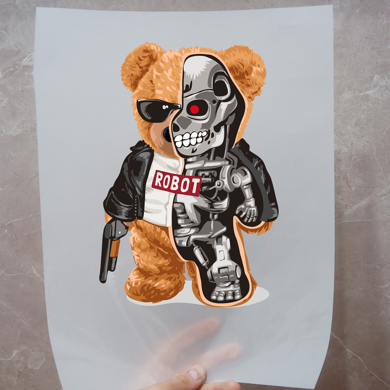 قیمت و خرید استیکر پارچه و لباس مدل dtf طرح تدی کد H15.206 مجموعه 12 عددی