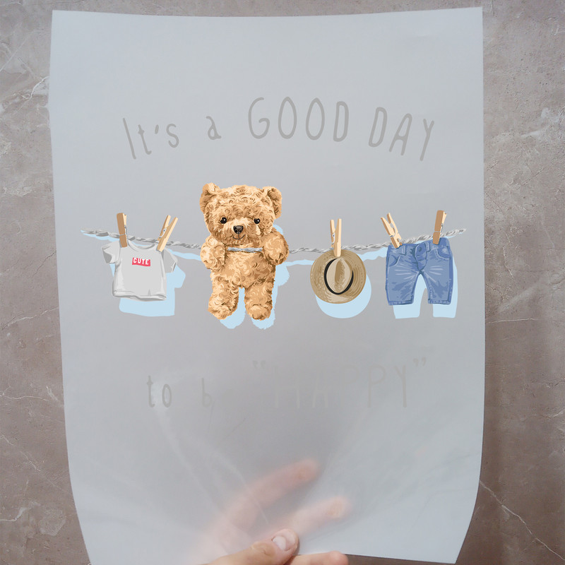 قیمت و خرید استیکر پارچه و لباس مدل dtf طرح تدی کد H15.116 مجموعه 12 عددی