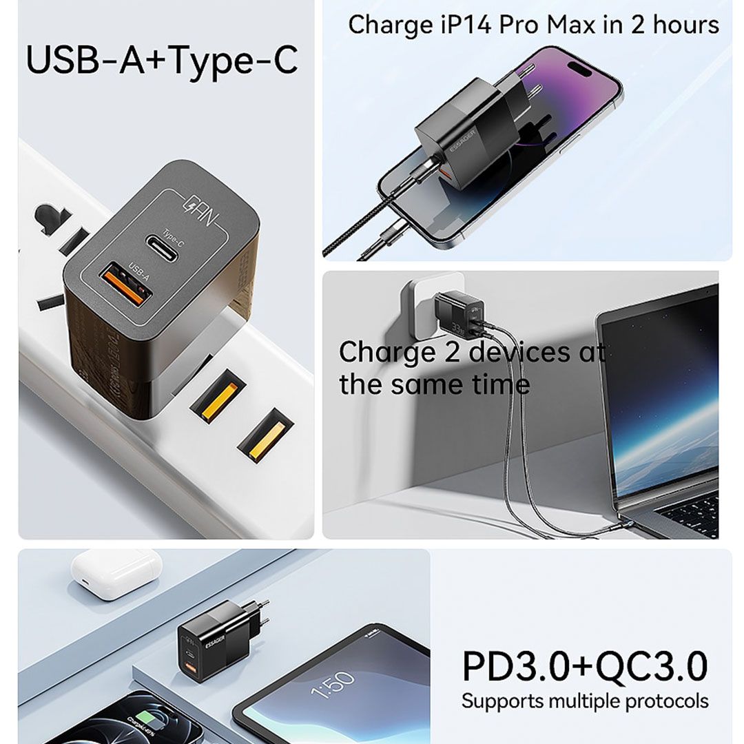 قیمت و خرید شارژر دیواری 33 وات اساگر مدل Pinchen