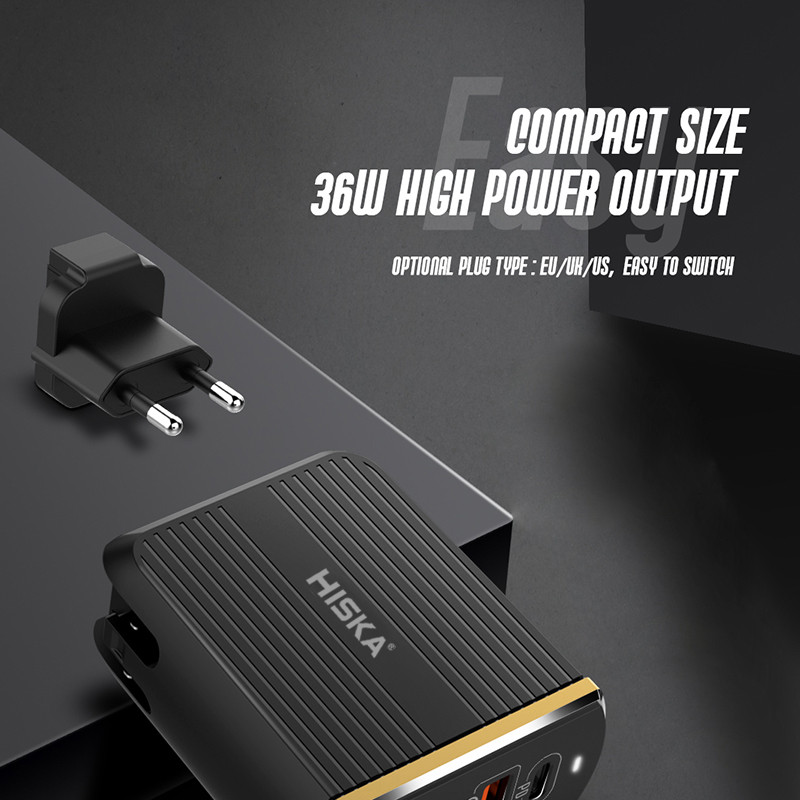 قیمت و خرید شارژر دیواری هیسکا مدل H-114PD به همراه کابل تبدیل USB-C