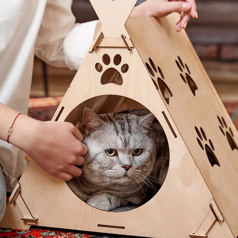 قیمت و خرید جای خواب سگ و گربه و خرگوش مدل لانه چوبی کد B20