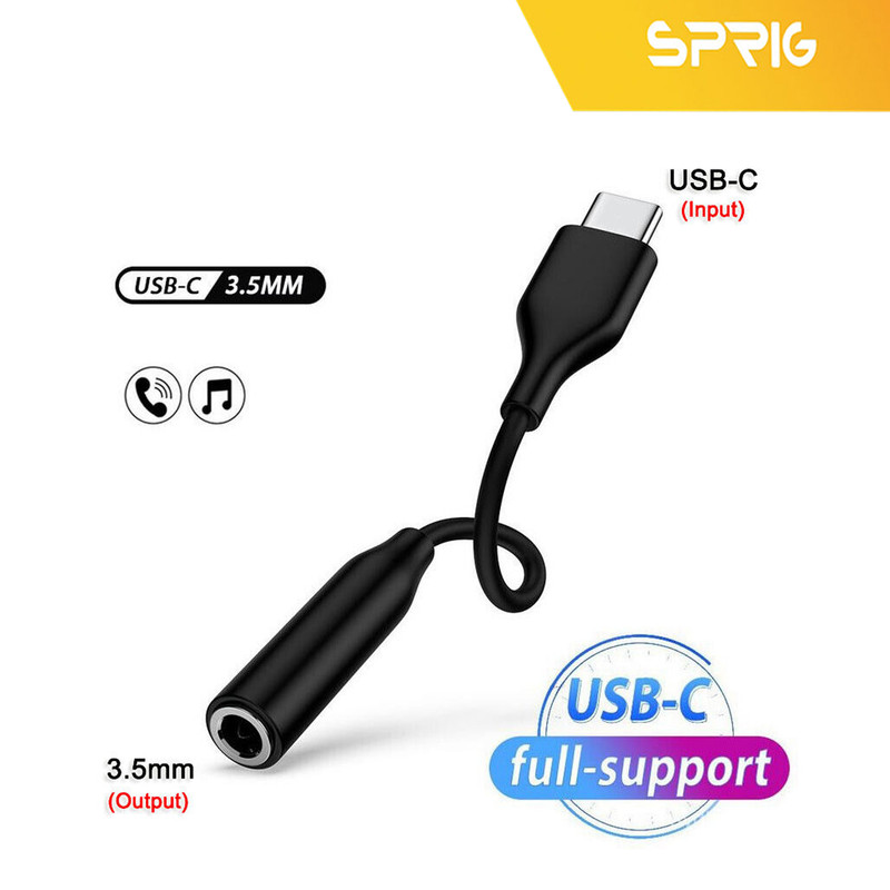 قیمت و خرید کابل تبدیل Usb C به جک 3 5 میلیمتری اسپریگ مدل Uls طول 0 1 متر