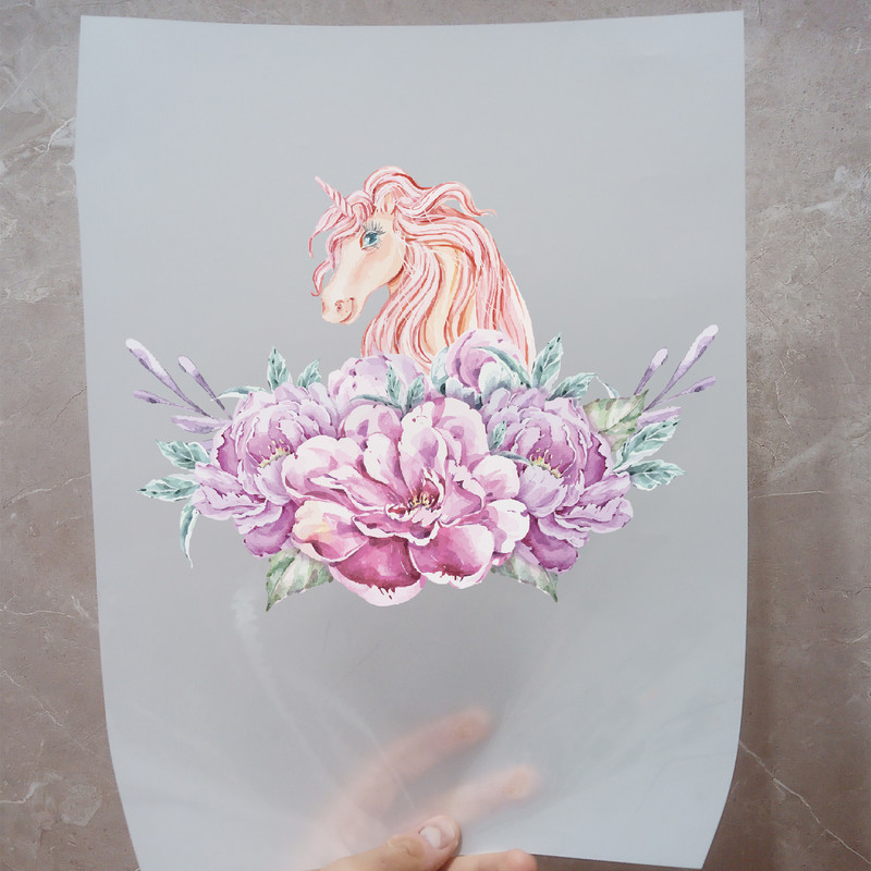 قیمت و خرید استیکر پارچه و لباس مدل dtf طرح یونیکورن کد H20.537 مجموعه 6 عددی