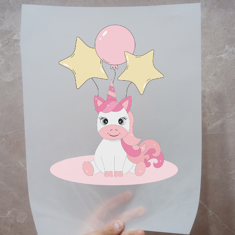 قیمت و خرید استیکر پارچه و لباس مدل dtf طرح یونیکورن کد H15.856 مجموعه 4 عددی