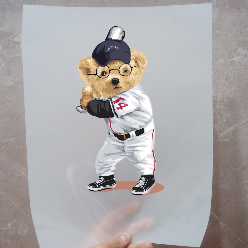 قیمت و خرید استیکر پارچه و لباس مدل dtf طرح تدی کد H30.147 مجموعه 12 عددی