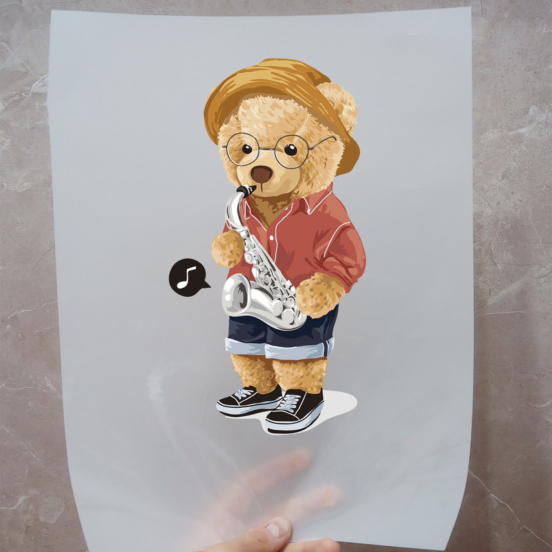 قیمت و خرید استیکر پارچه و لباس مدل dtf طرح تدی کد H15.161 مجموعه 4 عددی