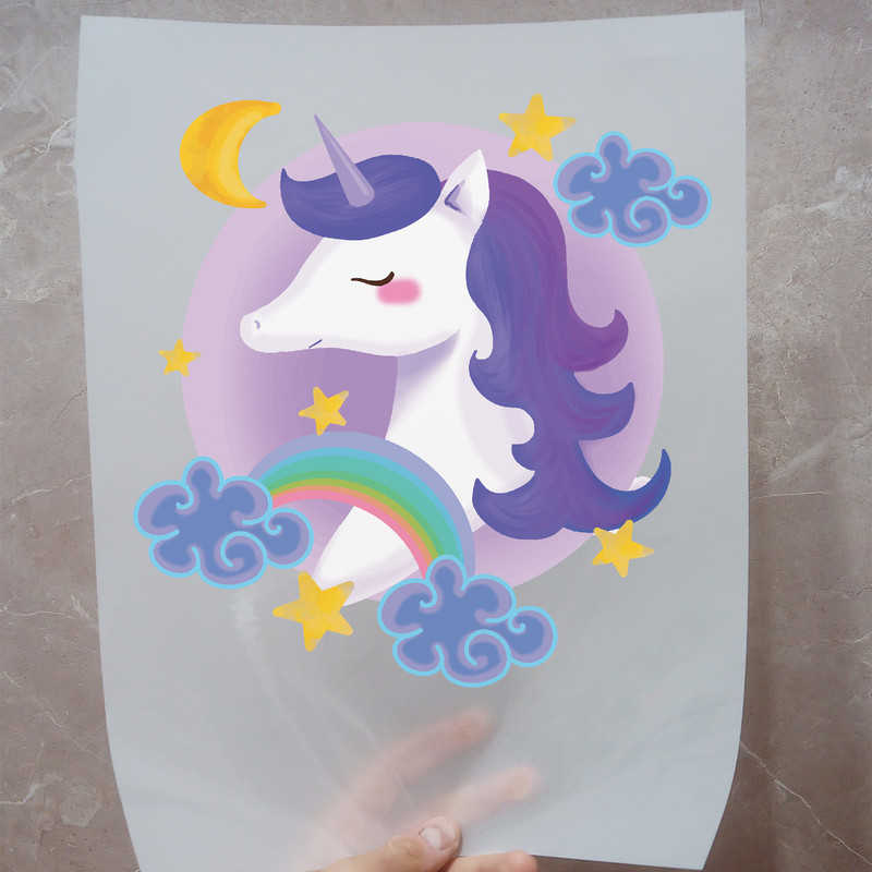 قیمت و خرید استیکر پارچه و لباس مدل dtf طرح یونیکورن کد H15.277 مجموعه 4 عددی