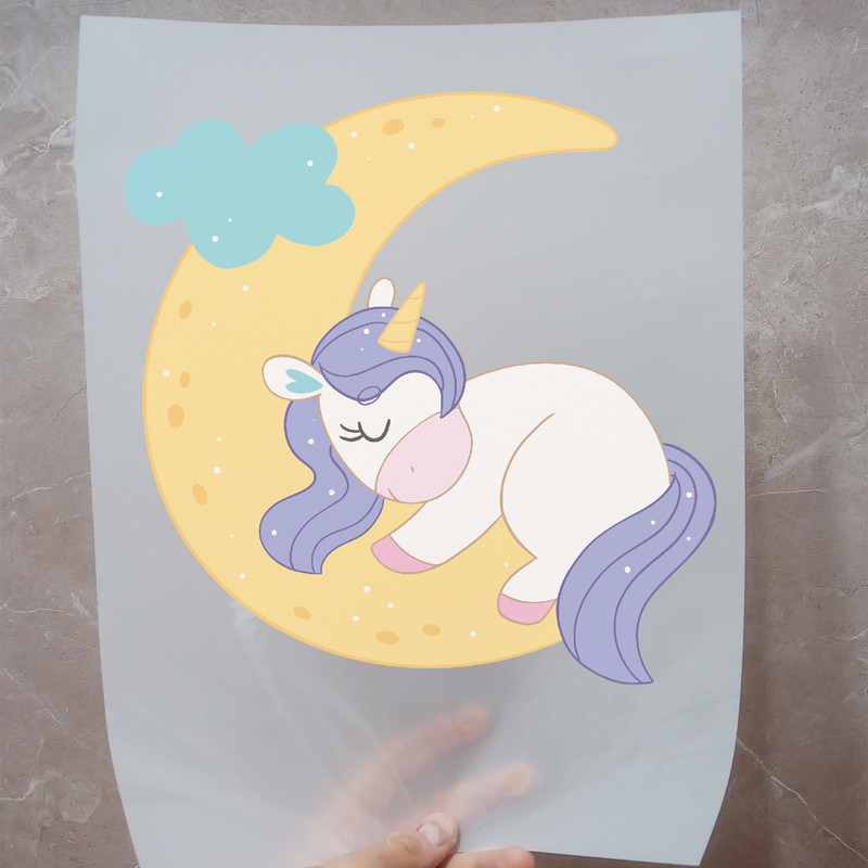 قیمت و خرید استیکر پارچه و لباس مدل dtf طرح یونیکورن کد H15.177 مجموعه 4 عددی