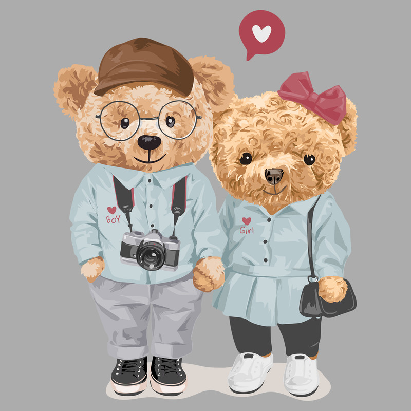 قیمت و خرید استیکر پارچه و لباس مدل dtf طرح تدی کد H15.137 مجموعه 24 عددی