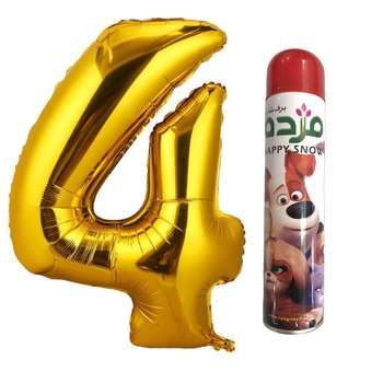 قیمت و خرید بادکنک فویلی مسترتم طرح عدد 4 پلاس به همراه برف شادی