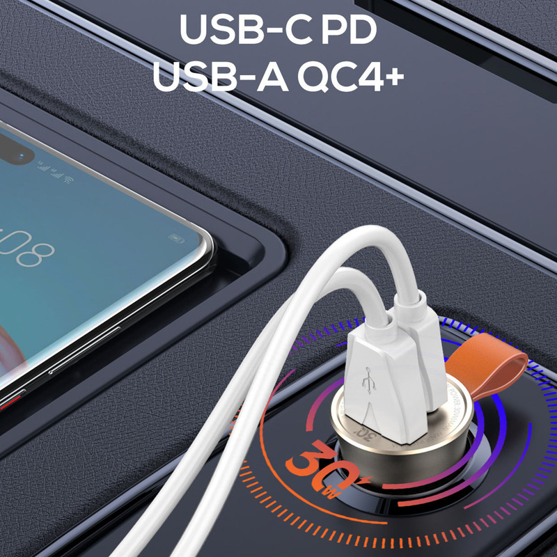 قیمت و خرید شارژر فندکی الدینیو مدل C509Q به همراه کابل USB-C