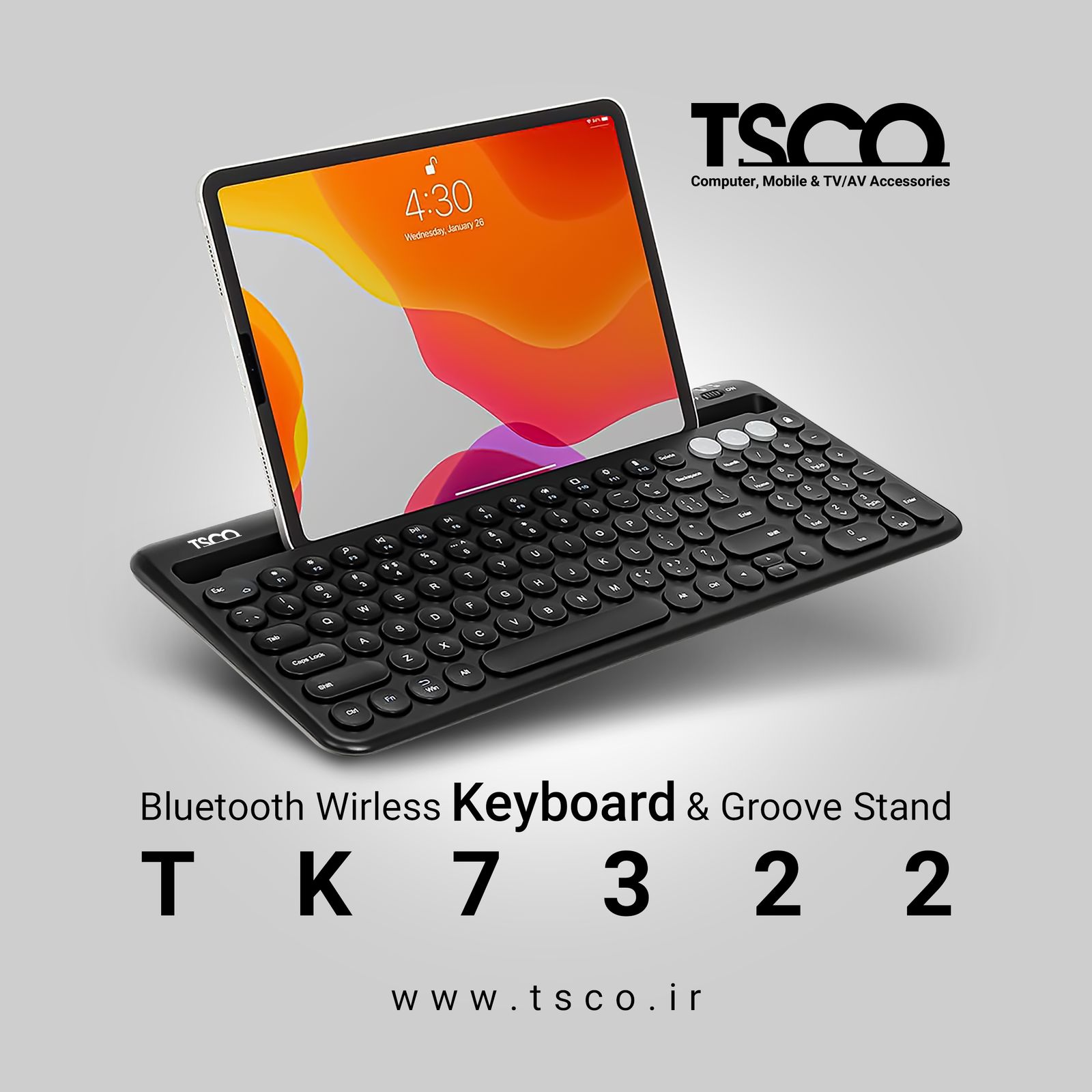 قیمت و خرید کیبورد بلوتوثی تسکو مدل TK 7322 Full-Size