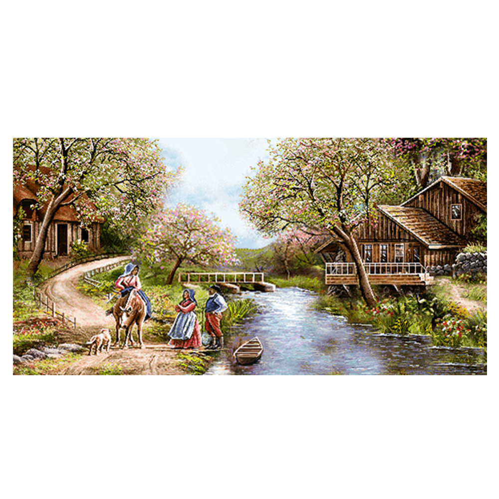 قیمت و مشخصات نخ و نقشه تابلوفرش طرح منظره کد 23213 - زیراکو