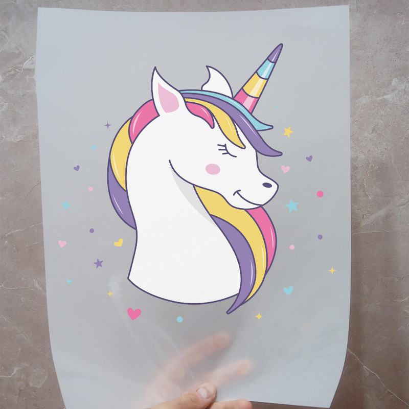 قیمت و خرید استیکر پارچه و لباس مدل dtf طرح یونیکورن کد H15.467 مجموعه 4 عددی