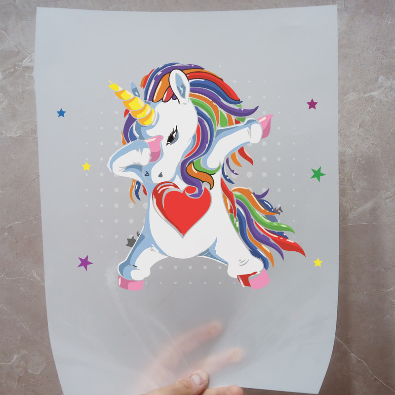 قیمت و خرید استیکر پارچه و لباس مدل dtf طرح یونیکورن کد H15.260 مجموعه 4 عددی