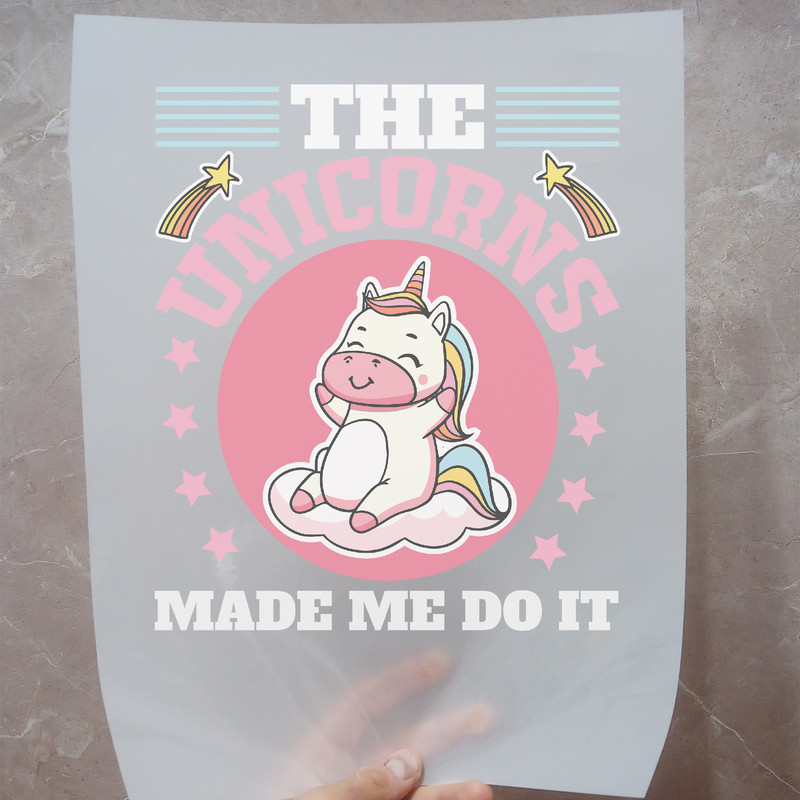 قیمت و خرید استیکر پارچه و لباس مدل dtf طرح یونیکورن کد H15.159 مجموعه 4 عددی