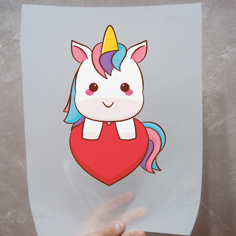 قیمت و خرید استیکر پارچه و لباس مدل dtf طرح یونیکورن کد H15.560 مجموعه 4 عددی