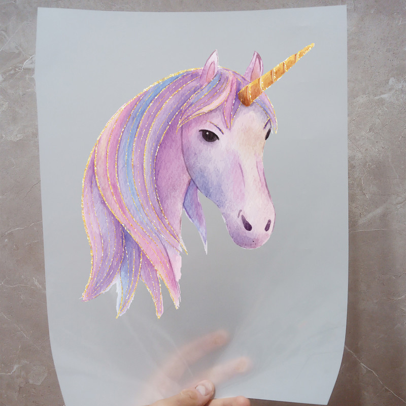 قیمت و خرید استیکر پارچه و لباس مدل dtf طرح یونیکورن کد H20.139 مجموعه 6 عددی