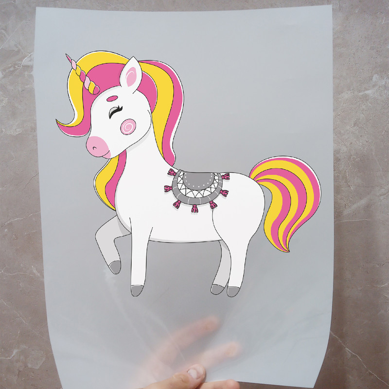 قیمت و خرید استیکر پارچه و لباس مدل dtf طرح یونیکورن کد H15.872 مجموعه 4 عددی