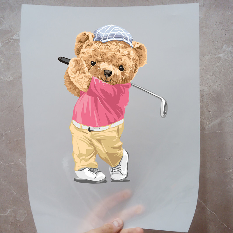 قیمت و خرید استیکر پارچه و لباس مدل dtf طرح تدی کد H30.195 مجموعه 12 عددی