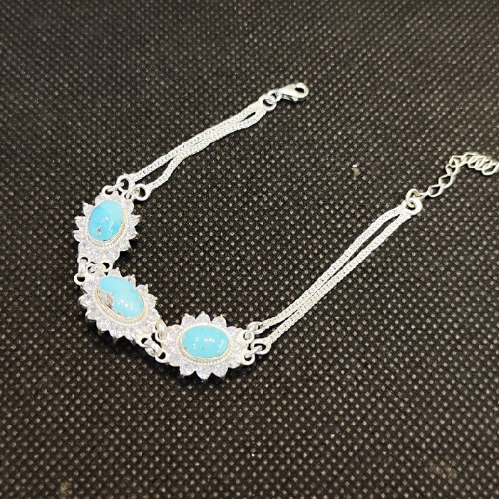 قیمت و خرید دستبند نقره زنانه مدل سنگ فیروزه نیشابور کد 748