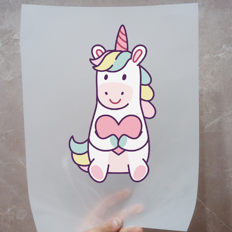 قیمت و خرید استیکر پارچه و لباس مدل dtf طرح یونیکورن کد H15.850 مجموعه 4 عددی