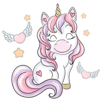 قیمت و خرید استیکر پارچه و لباس مدل dtf طرح یونیکورن کد H15.414 مجموعه 4 عددی