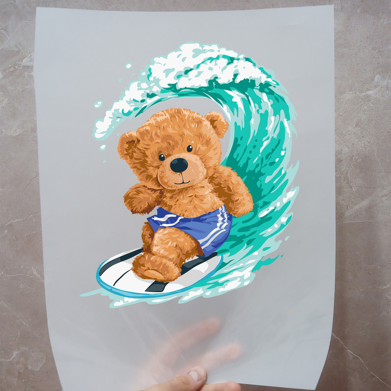 قیمت و خرید استیکر پارچه و لباس مدل dtf طرح تدی کد H15.171 مجموعه 12 عددی