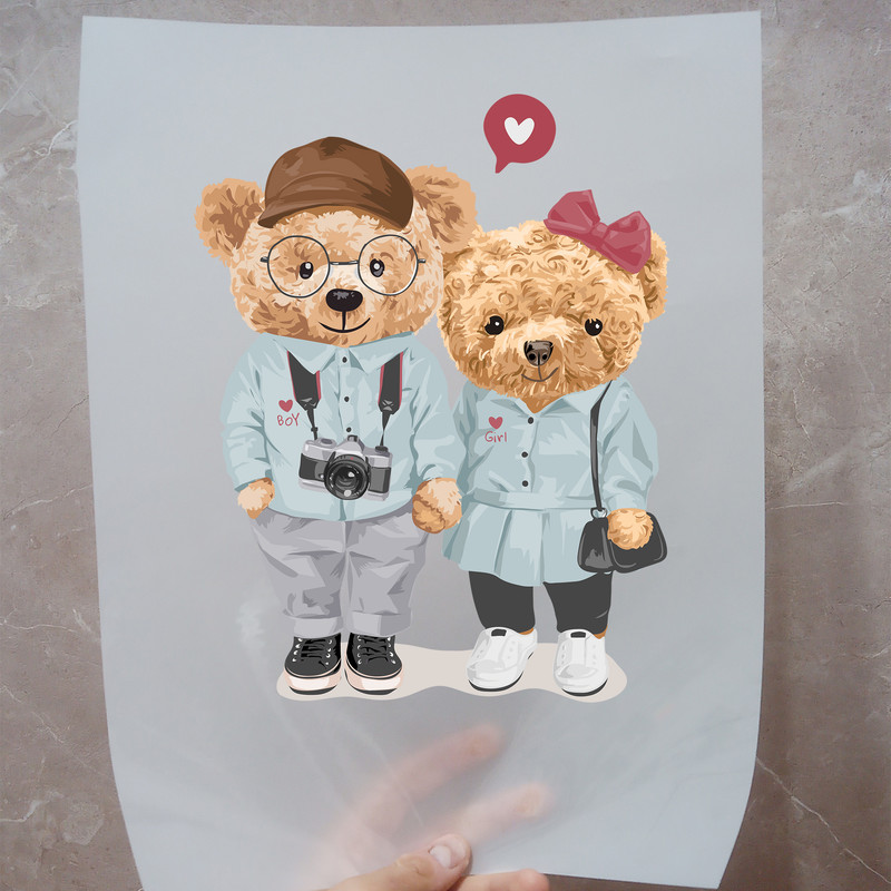 قیمت و خرید استیکر پارچه و لباس مدل dtf طرح تدی کد H20.137 مجموعه 3 عددی