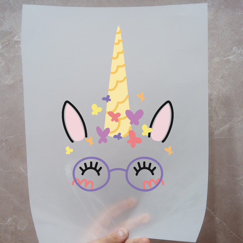 قیمت و خرید استیکر پارچه و لباس مدل dtf طرح یونیکورن کد H15.65 مجموعه 4 عددی